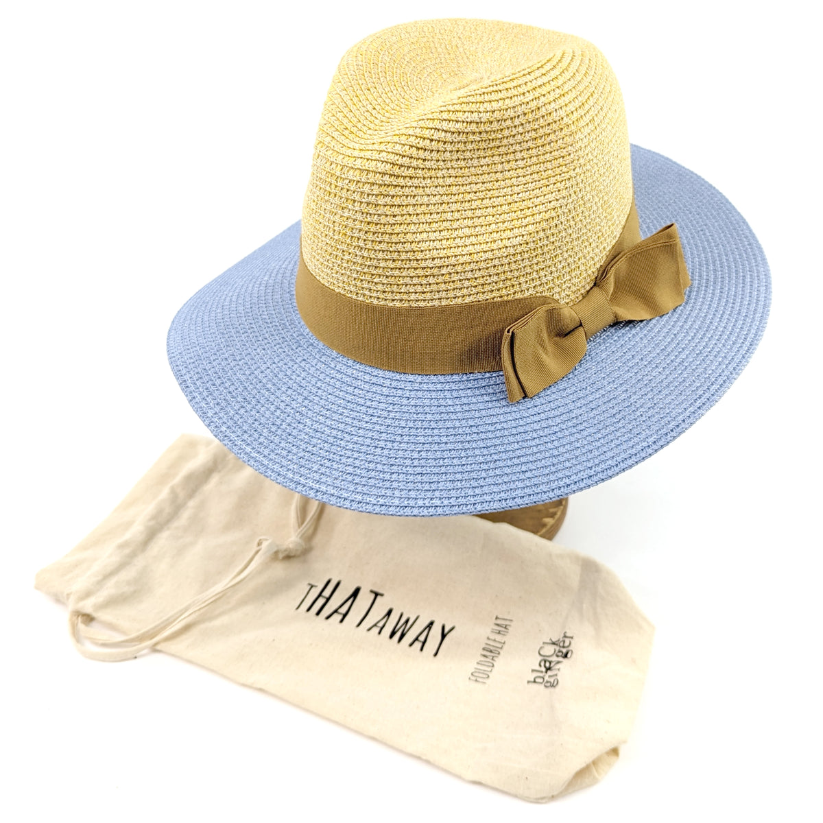 Two Tone Folding Panama Sun Hat - Blue (57cm) – thescarfgiraffe