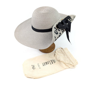 Fold Up Animal Print Foldable Hat (57cm)- Grey – thescarfgiraffe