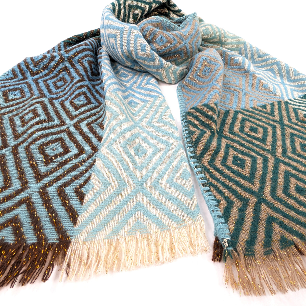 Nevsha - Sparkling Diamonds Blanket Scarf (65x180cm) - Blue/Green ...